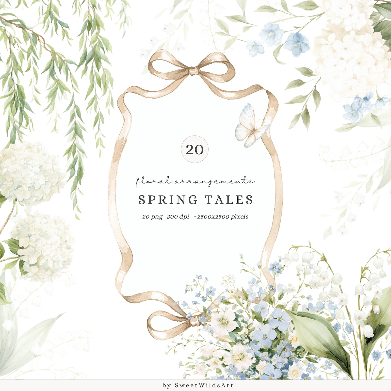 Watercolor Spring Tales Clipart, Cute Baby Bunny Clipart, Spring ...