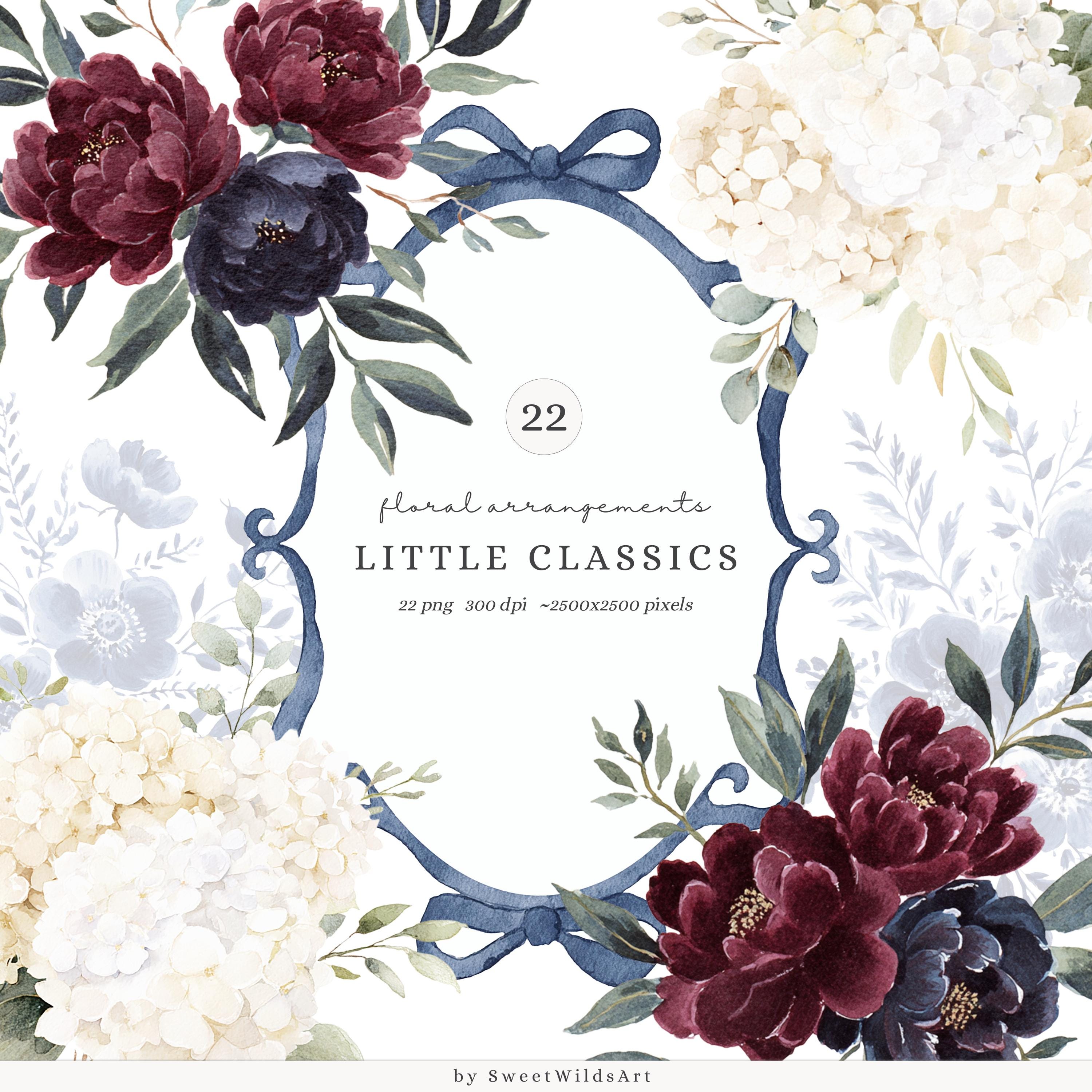 Watercolor Little Classics Floral Arrangements, Chinoiserie Flowers ...