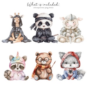 Watercolor Cute Halloween Animals Clipart, Spooky Animals Clipart, Baby ...