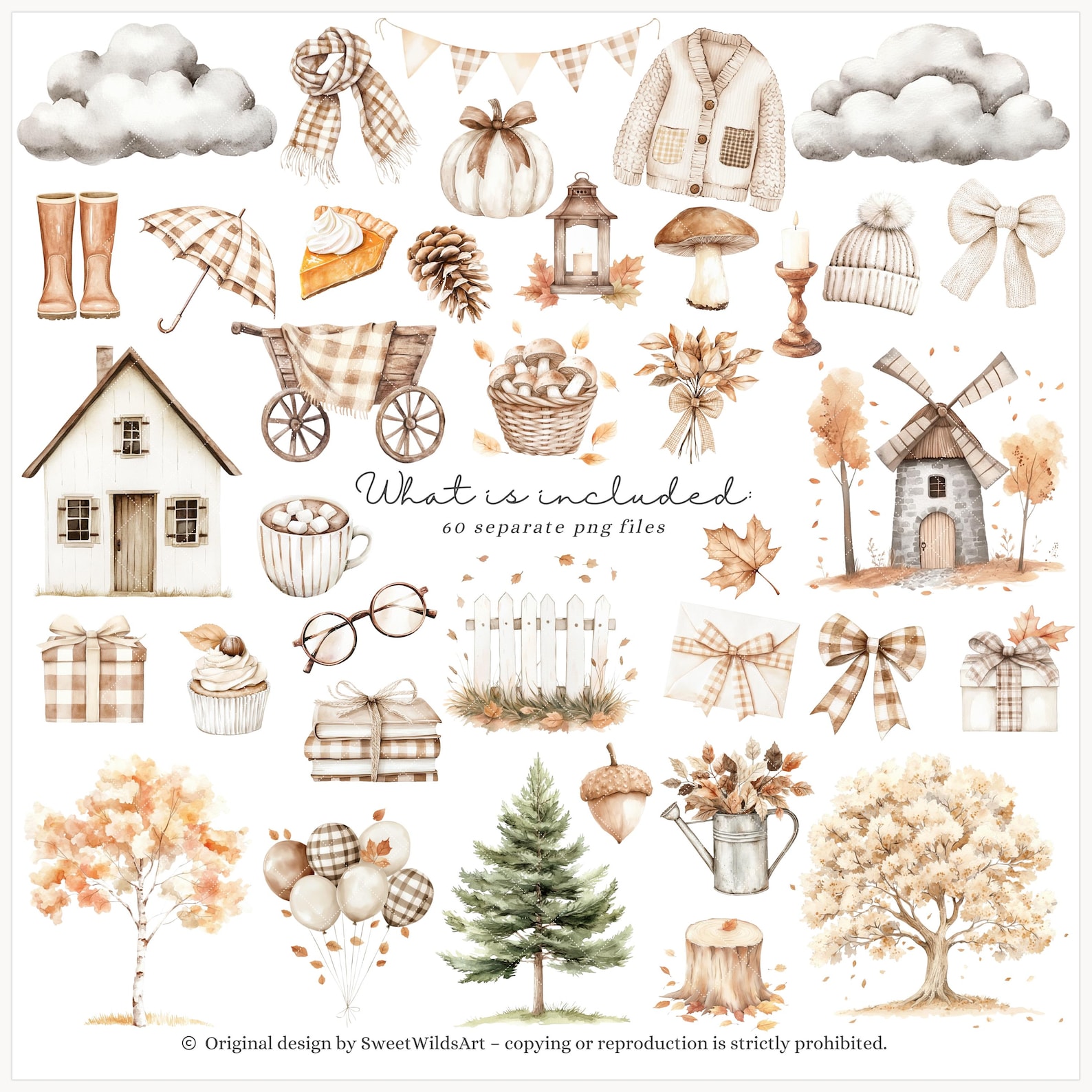 Watercolor Autumn Goose Clipart Set, Cute Fall Silly Goose PNG, Cozy ...