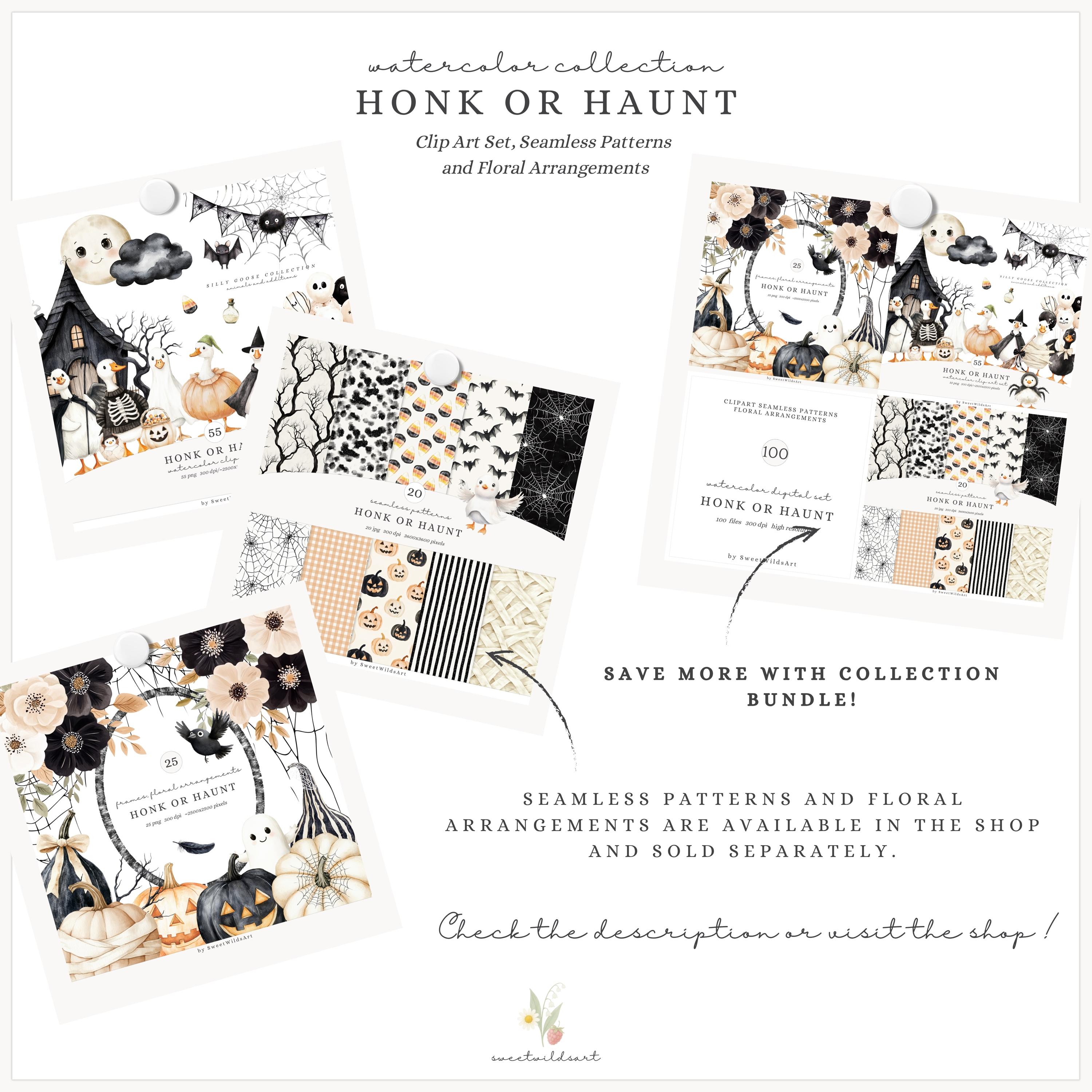Watercolor Halloween Goose Clipart Set, Cute Spooky Geese PNG ...
