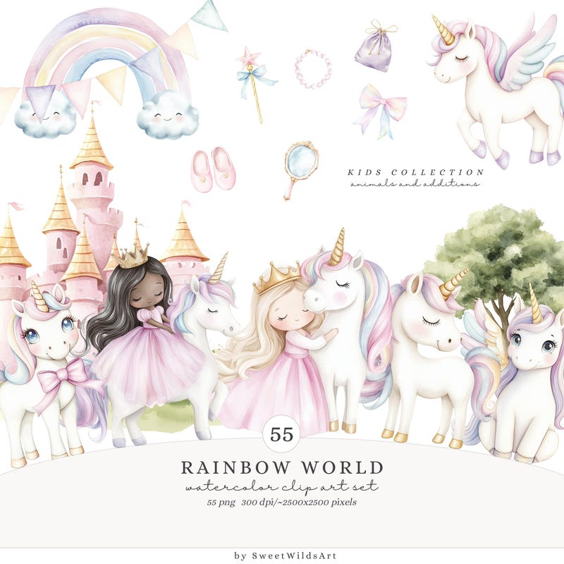 Pastel Clipart Unicorn - Etsy