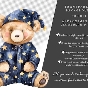 Watercolor Dreamy Animals Clipart Bundle, Night Time, Pajama Party ...
