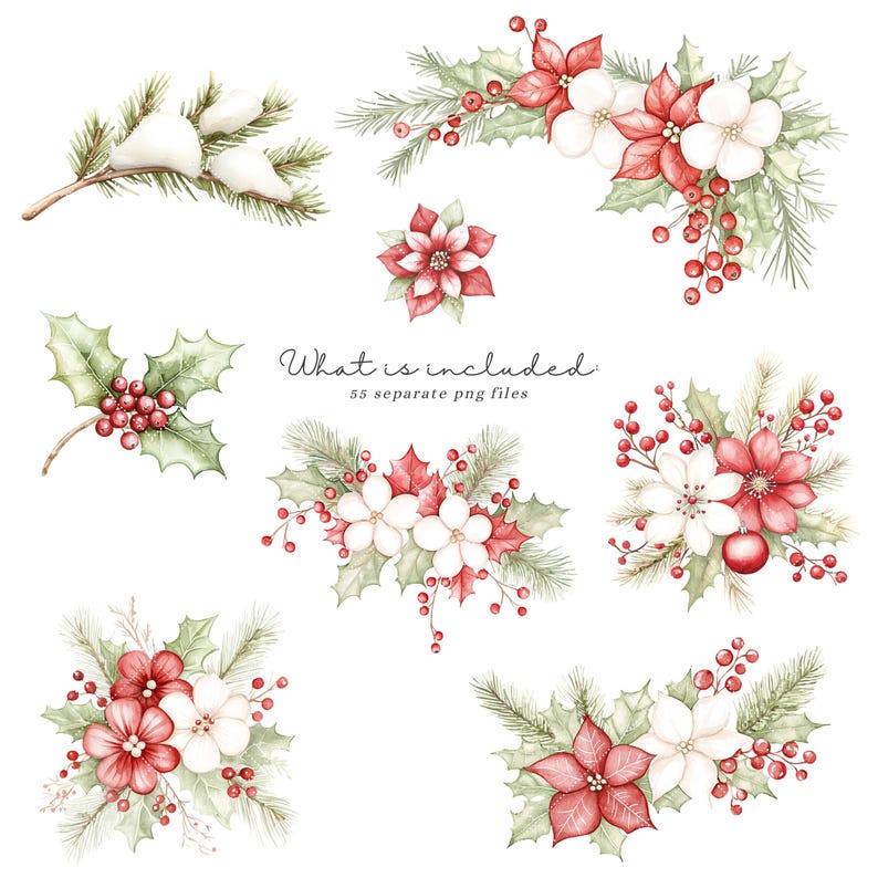 Watercolor Cute Christmas Clipart, Sweet Xmas PNG, Santa Claus Clip Art ...