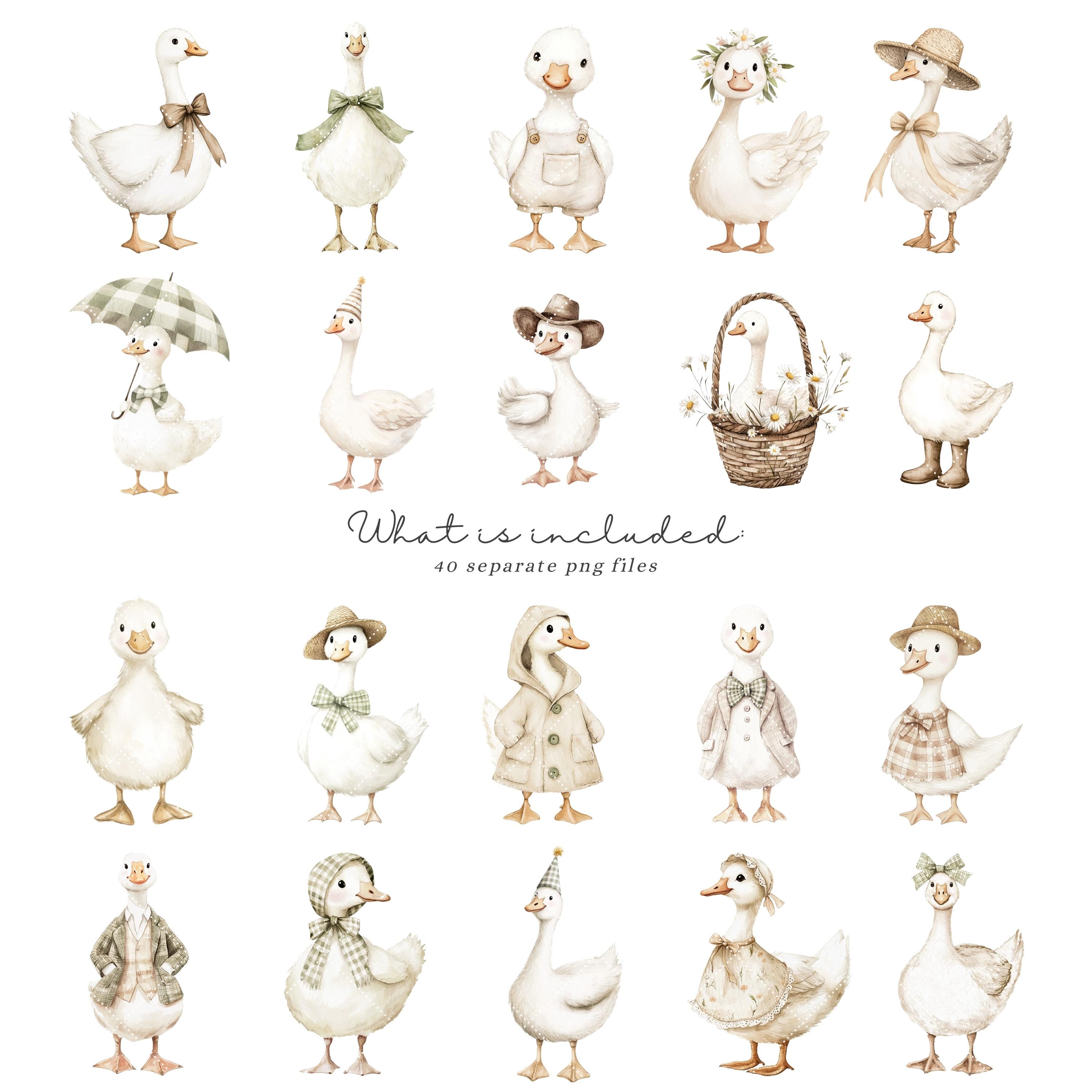 Watercolor Rustic Goose Clipart, Silly Goose PNG, Boho Nursery Decor ...