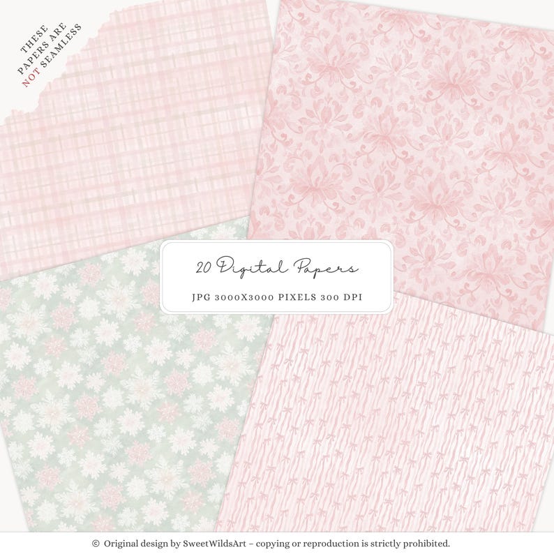 Watercolor Holly Jolly Christmas Digital Papers, Christmas Backgrounds ...
