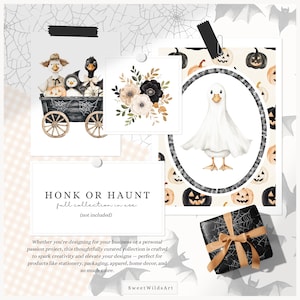 Watercolor Halloween Goose Clipart Set, Cute Spooky Geese PNG ...
