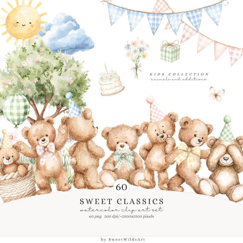 Teddy Bear Clipart Paper Set - Etsy UK