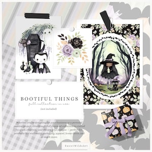 Watercolor Cute Halloween Clipart Set, Spooky PNG, Witch Clip Art ...