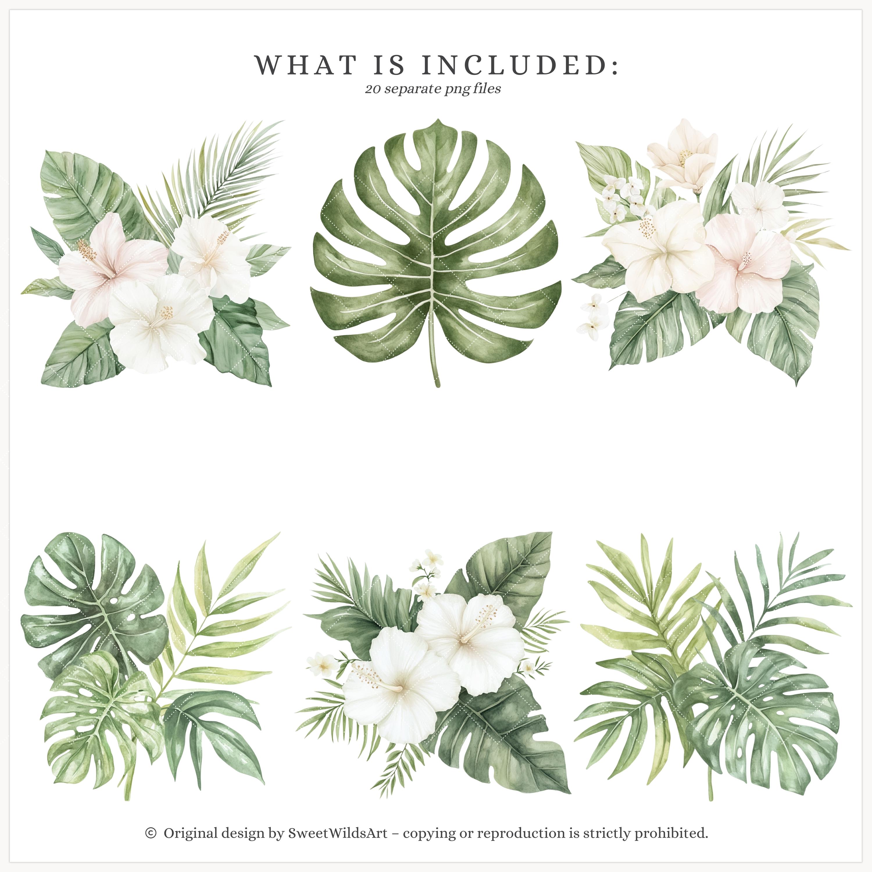 Watercolor Vacation Vibe Floral Arrangements Clipart, Summer Tropical ...