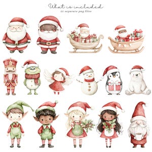 Watercolor Cute Christmas Clipart, Sweet Xmas PNG, Santa Claus Clip Art ...