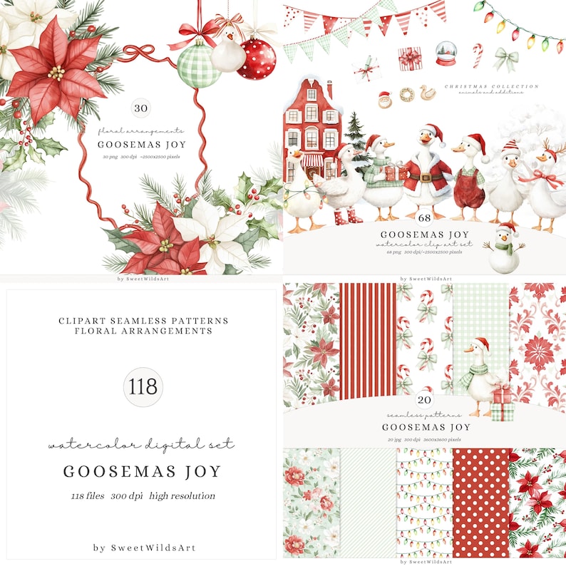 Watercolor Christmas Goose Clipart, Cute Silly Christmas Goose PNG ...