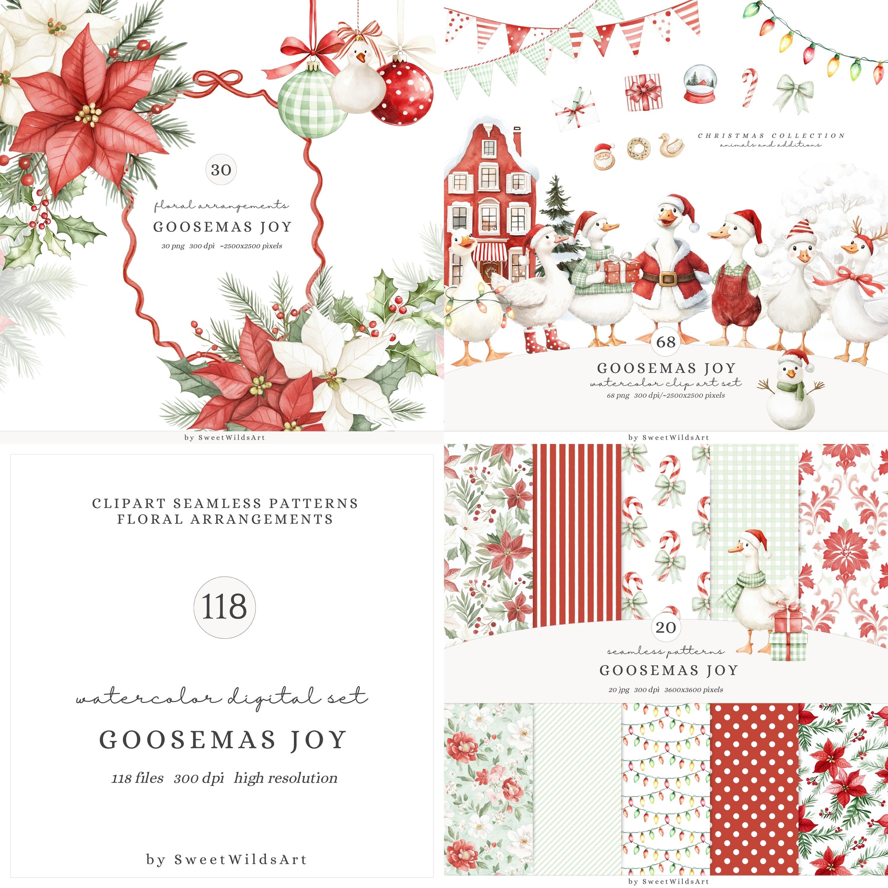 Watercolor Christmas Goose Clipart, Cute Silly Christmas Goose PNG ...