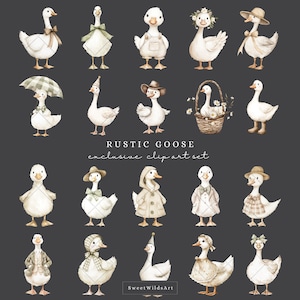 Watercolor Rustic Goose Clipart, Silly Goose PNG, Boho Nursery Decor ...