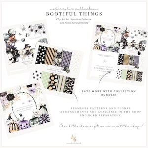 Watercolor Cute Halloween Clipart Set, Spooky PNG, Witch Clip Art ...