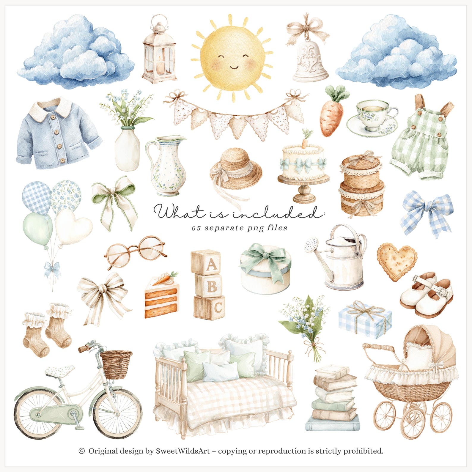 Watercolor Spring Tales Clipart, Cute Baby Bunny Clipart, Spring ...