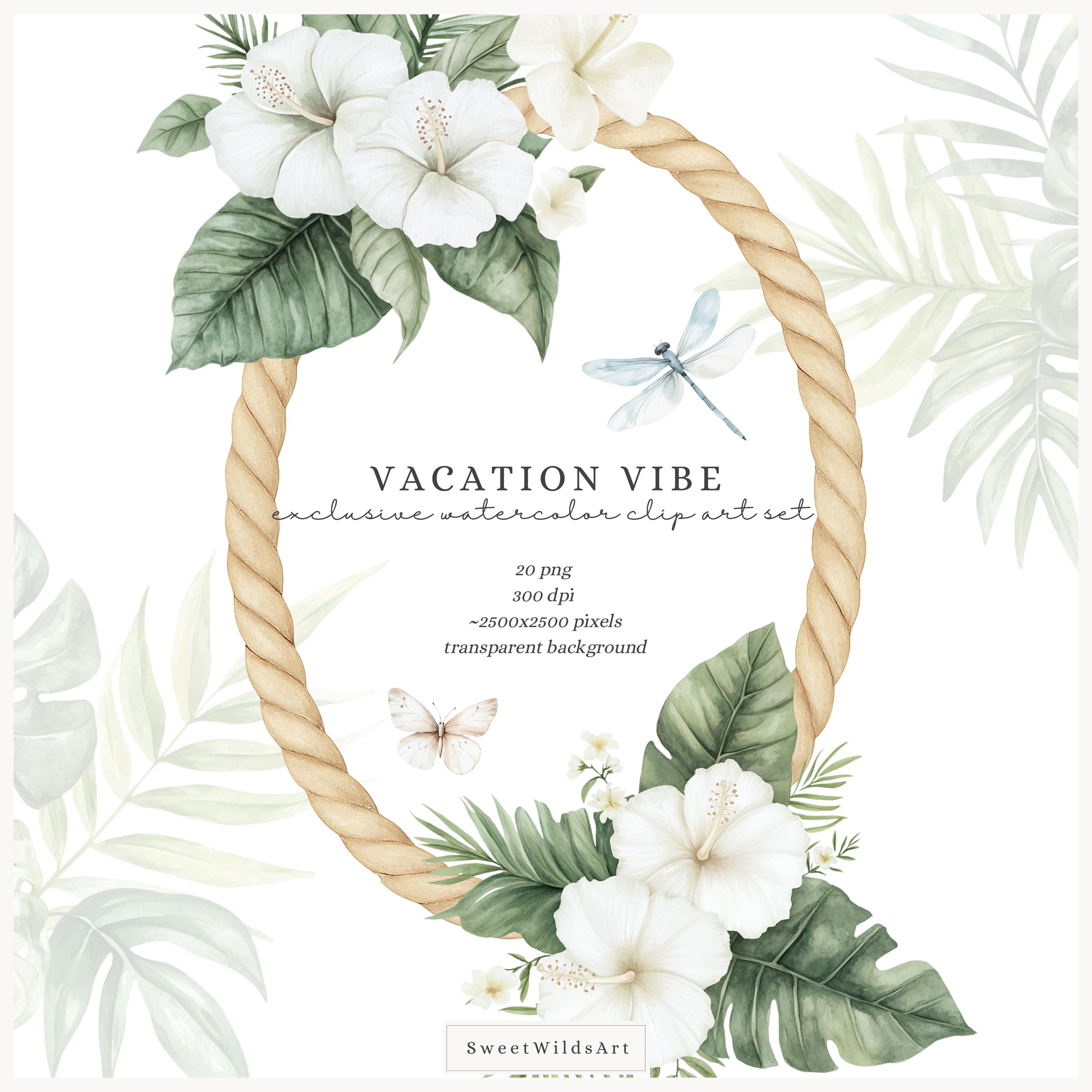 Watercolor Vacation Vibe Floral Arrangements Clipart, Summer Tropical ...