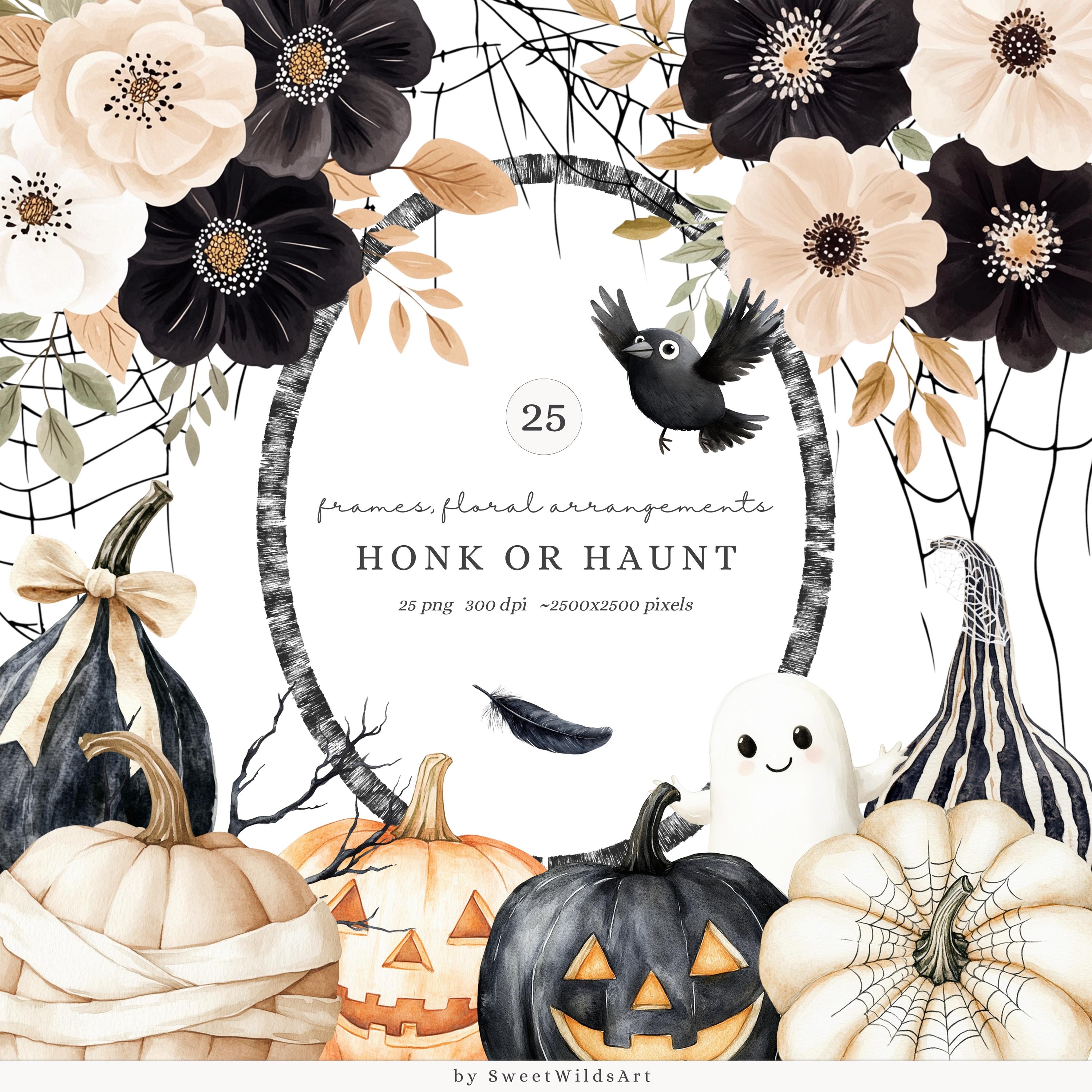 Watercolor Halloween Goose Clipart Set, Cute Spooky Geese PNG ...