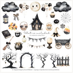 Watercolor Halloween Goose Clipart Set, Cute Spooky Geese PNG ...