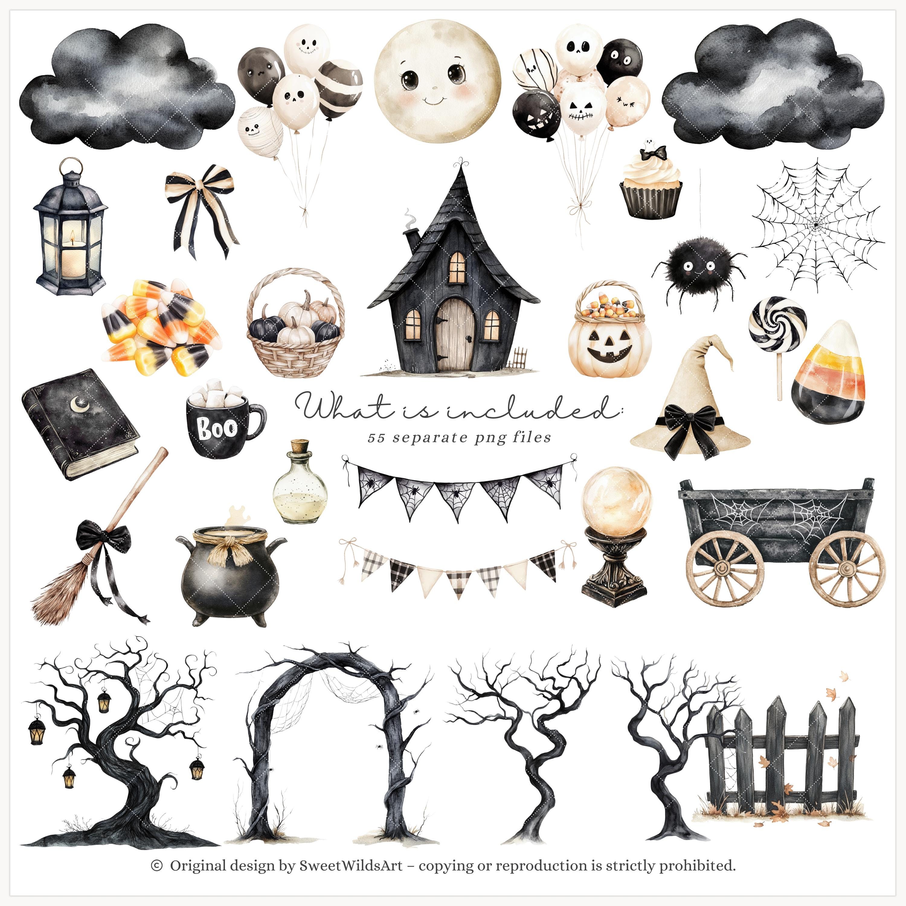 Watercolor Halloween Goose Clipart Set, Cute Spooky Geese PNG ...