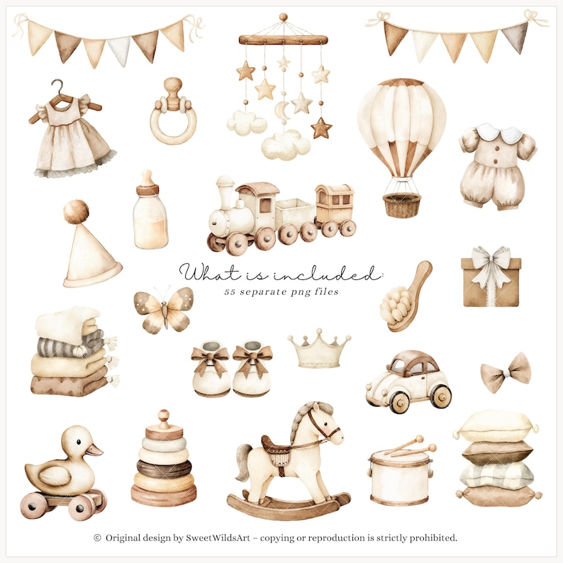 Watercolor Tiny Moments Clipart Set, Plush Toys PNG, Baby Animals Clip ...