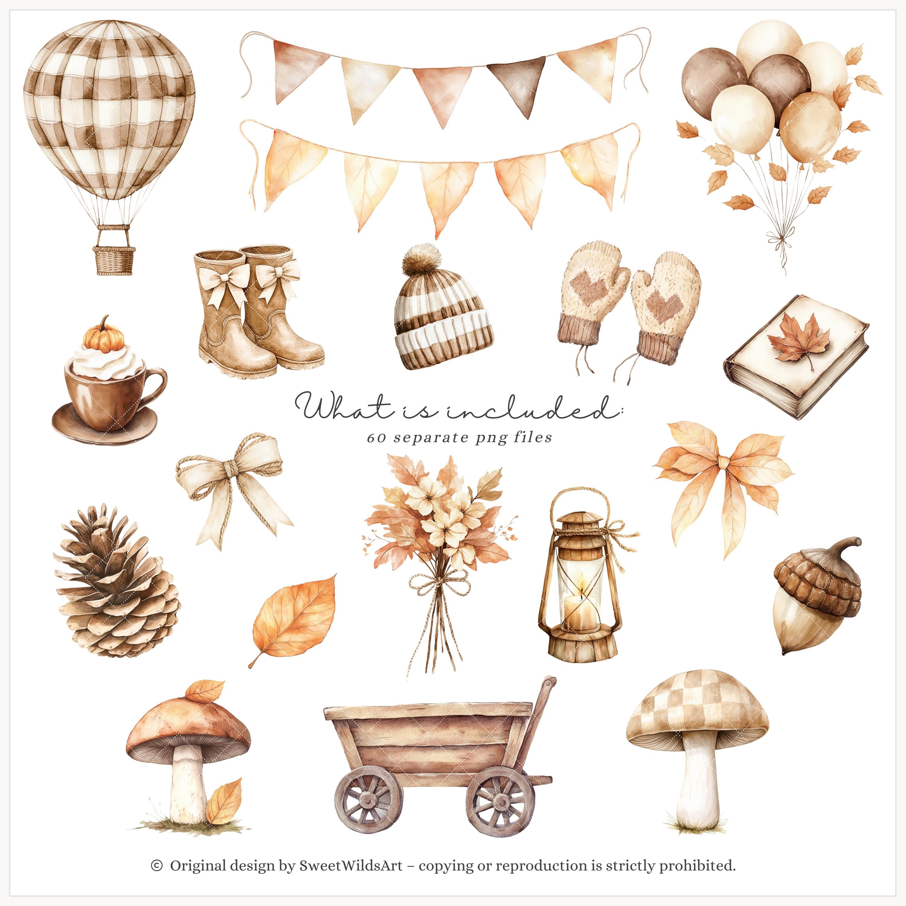 Watercolor Autumn Woods Clipart, Woodland Animals Clipart, Cute Fall ...