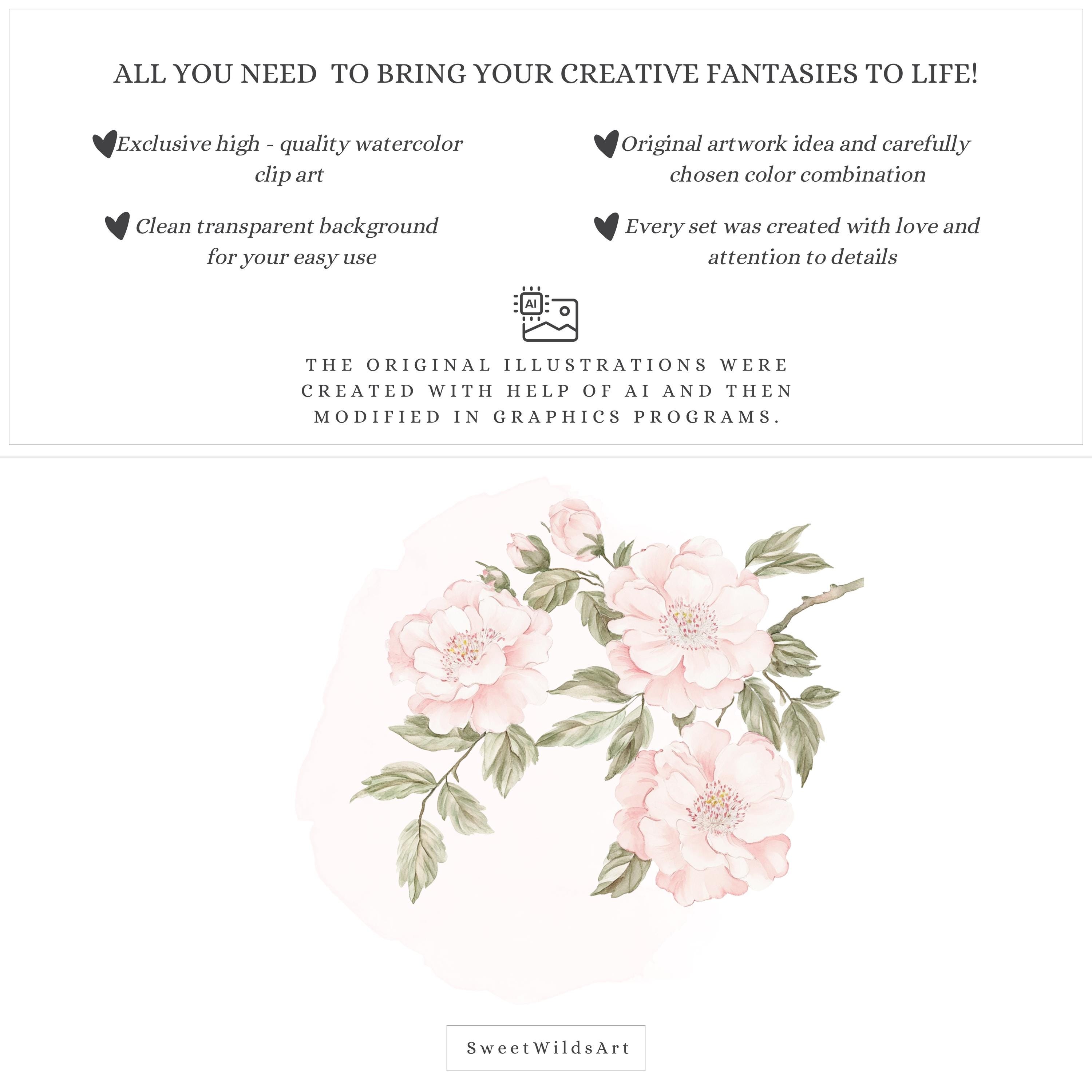 Watercolor Little Coquettes Floral Arrangements Clipart, Pink Peonies ...