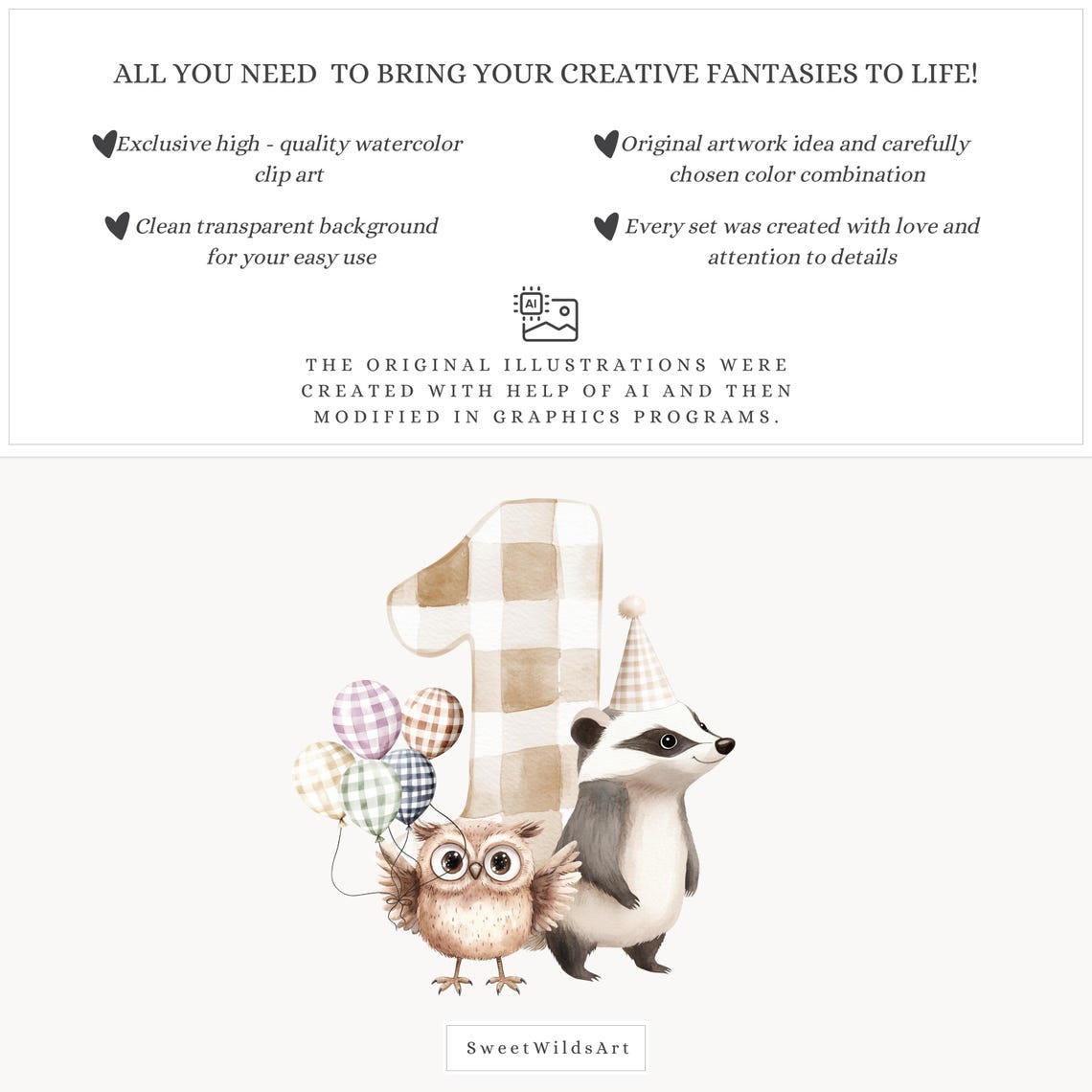 Watercolor Birthday Woods Clipart Set, Woodland Animals Birthday PNG ...