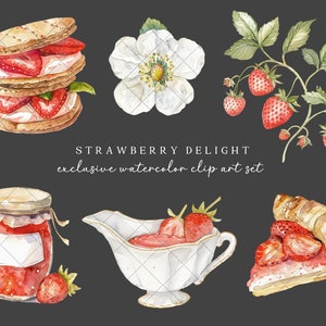 Watercolor Strawberry Delight Clipart, Strawberries Clip Art PNG ...