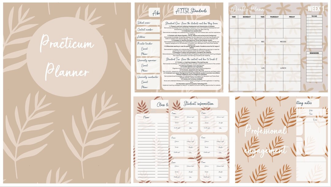 Ultimate Teacher Practicum Planner Neutral Leaf Aesthetic - Etsy