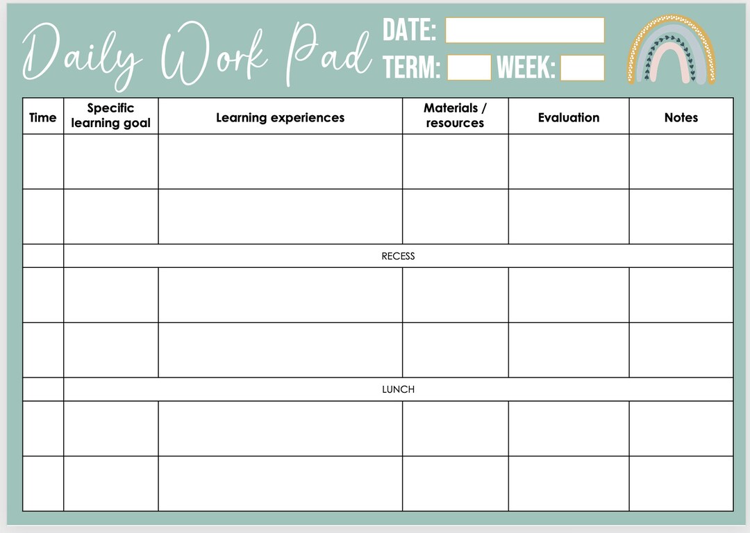 Daily Workpad Teacher Planner - Etsy
