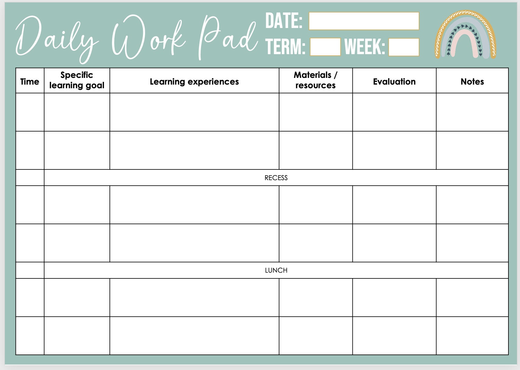 Daily Workpad Teacher Planner - Etsy