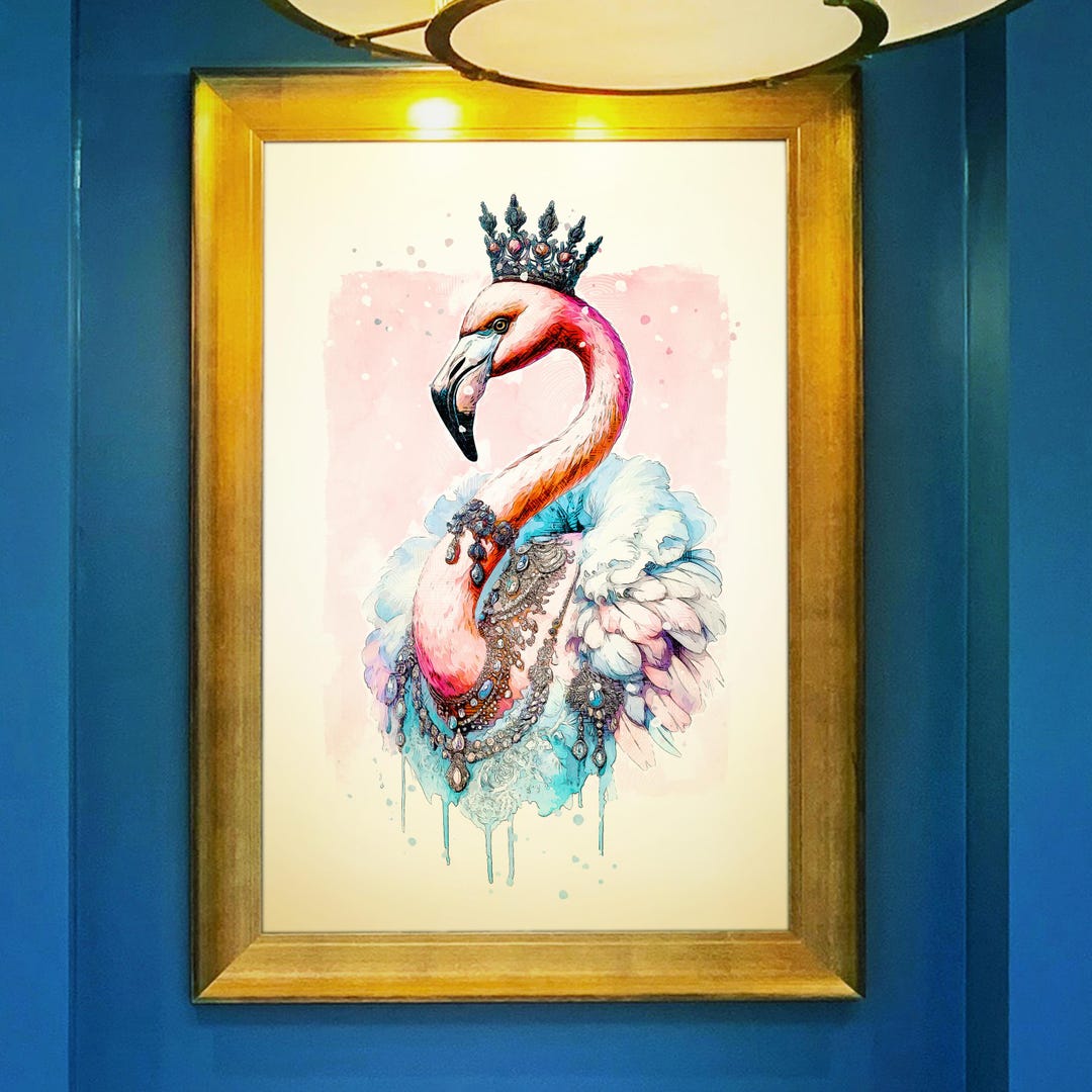 Royal Flamingo Art Print Elegant Feathers & Ballet Decor Majestic ...