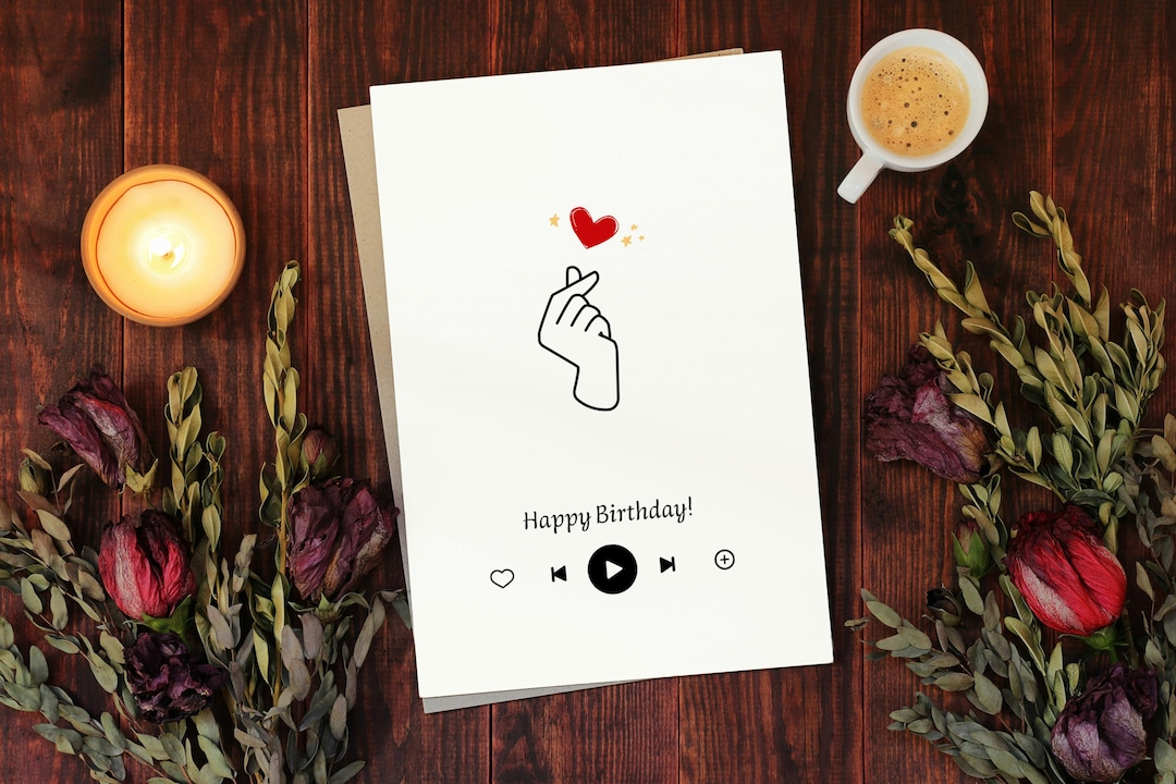 K-pop Birthday Card DIY Christmas Card Finger Heart Design – Korean Pop ...