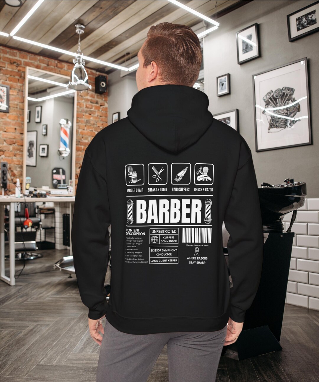 Barber Hair Stylist Hoodie Back Design Hooded Sweatshirt Best Friend ...