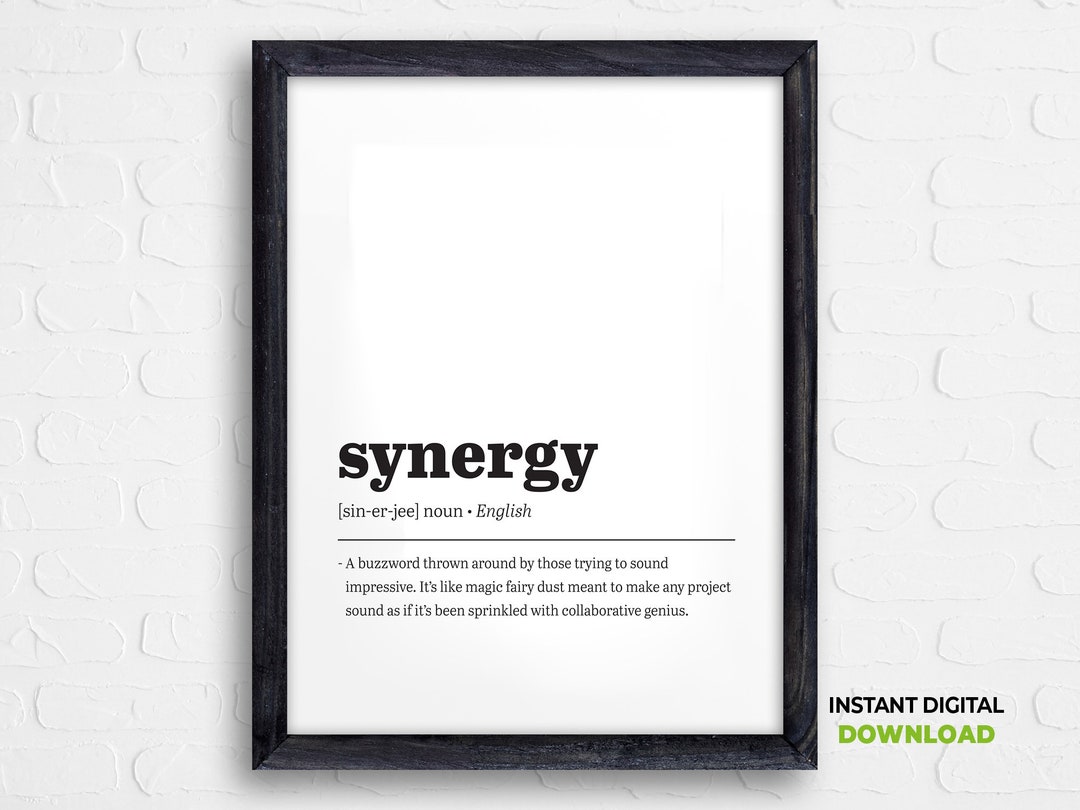 Synergy Definition Poster Sarcastic Office Art Buzzword Humor Decor ...