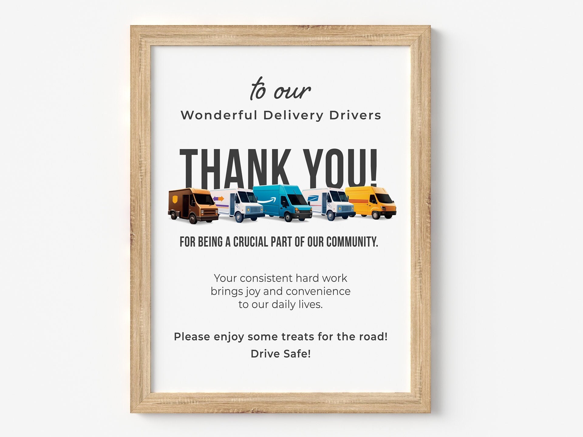 Wonderful Delivery Drivers Appreciation Poster | Thank You Snack Sign ...