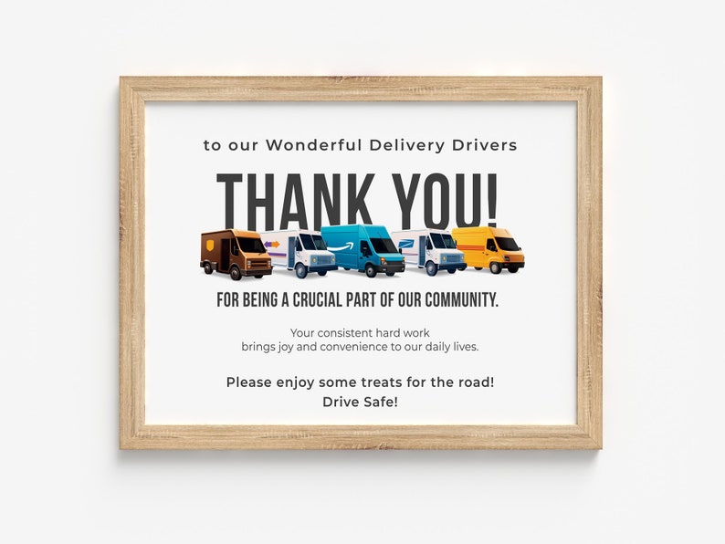 Delivery Driver Appreciation Poster: Thank You Treat Sign (digital ...
