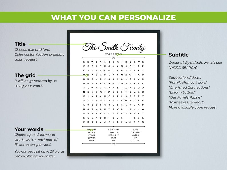 Custom Printable Word Search Poster Perfect Personalized Gift for ...