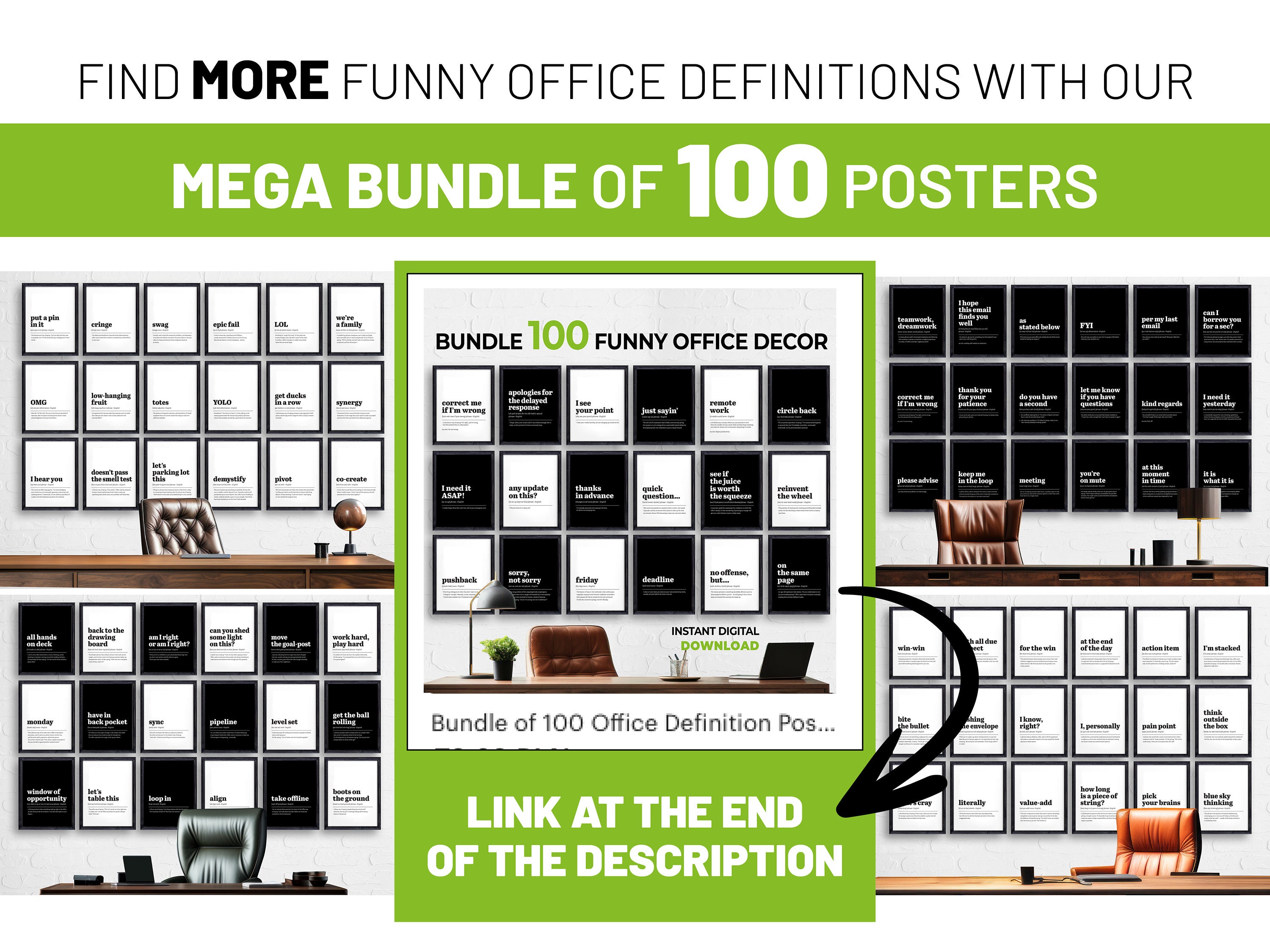 Funny Office Decor, 16 Printables Office Wall Art, Definition Prints ...