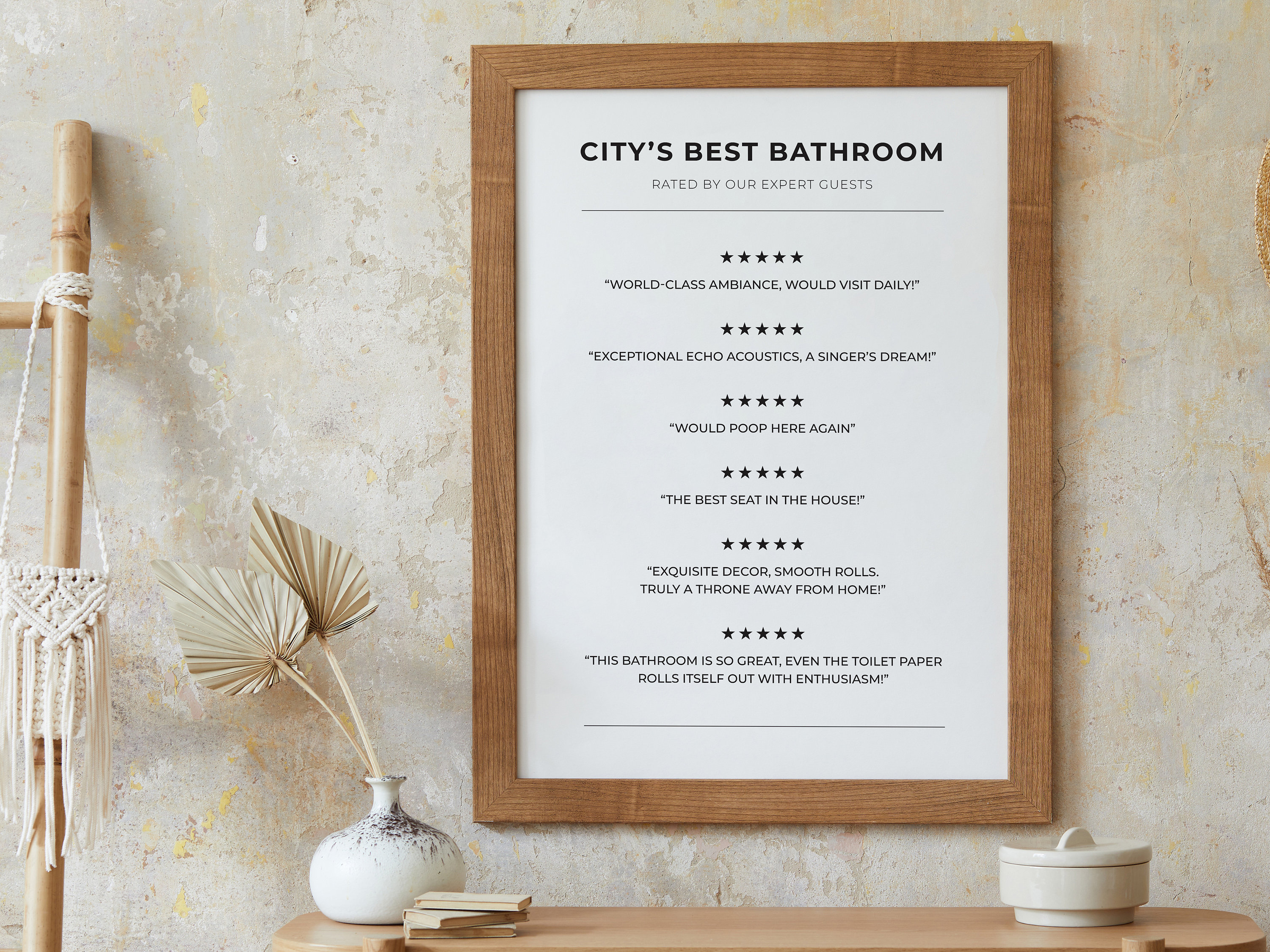 Set of 3 Bathroom Poster: Word Search, Scramble Game, Top Review ...
