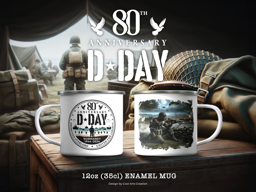 D-day 80th Anniversary Enamel Mug: WWII Normandy Landing - Etsy