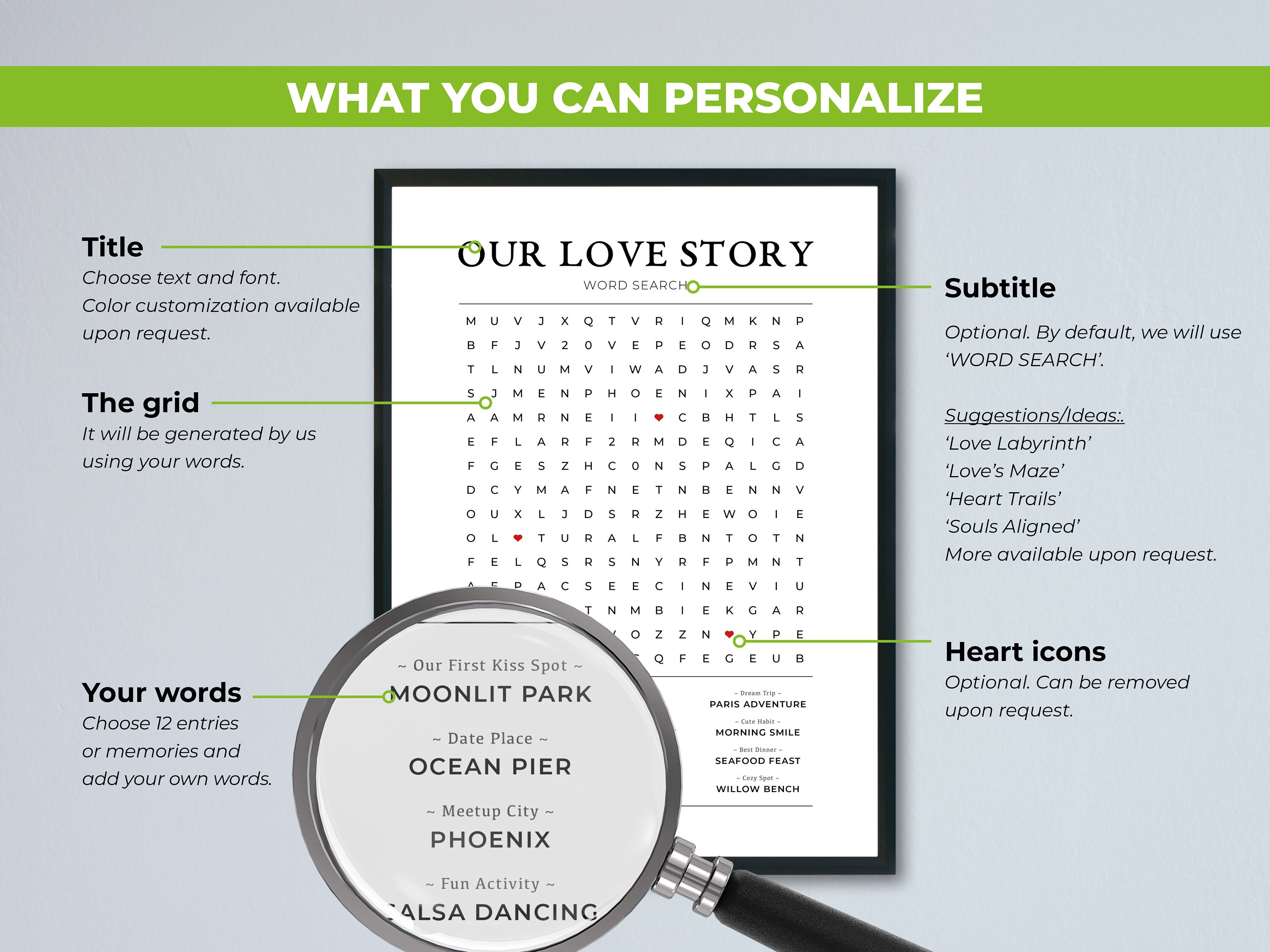 Custom Love Story Word Search Game Poster | Digital Personalized ...