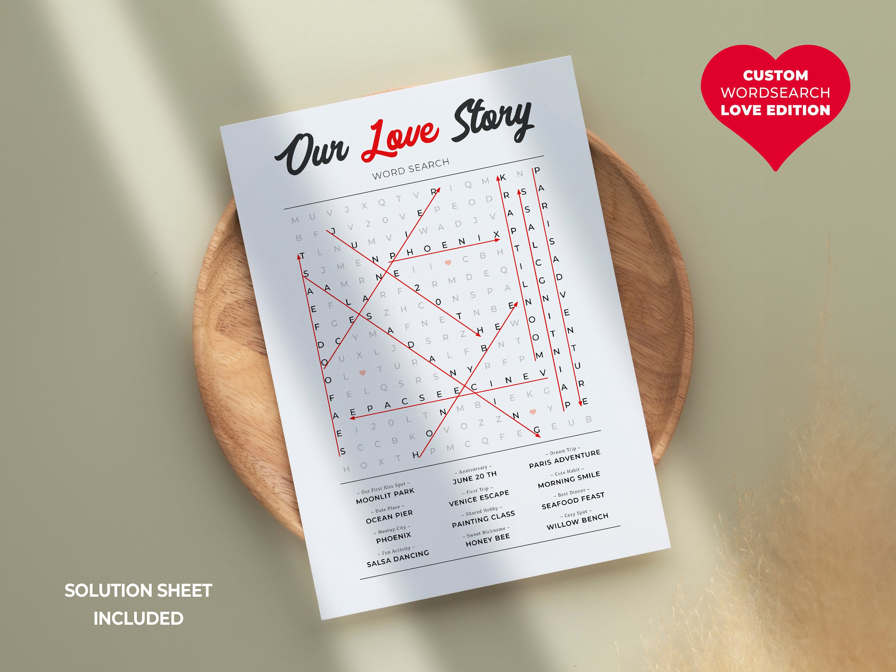 Custom Love Story Word Search Game Poster | Digital Personalized ...