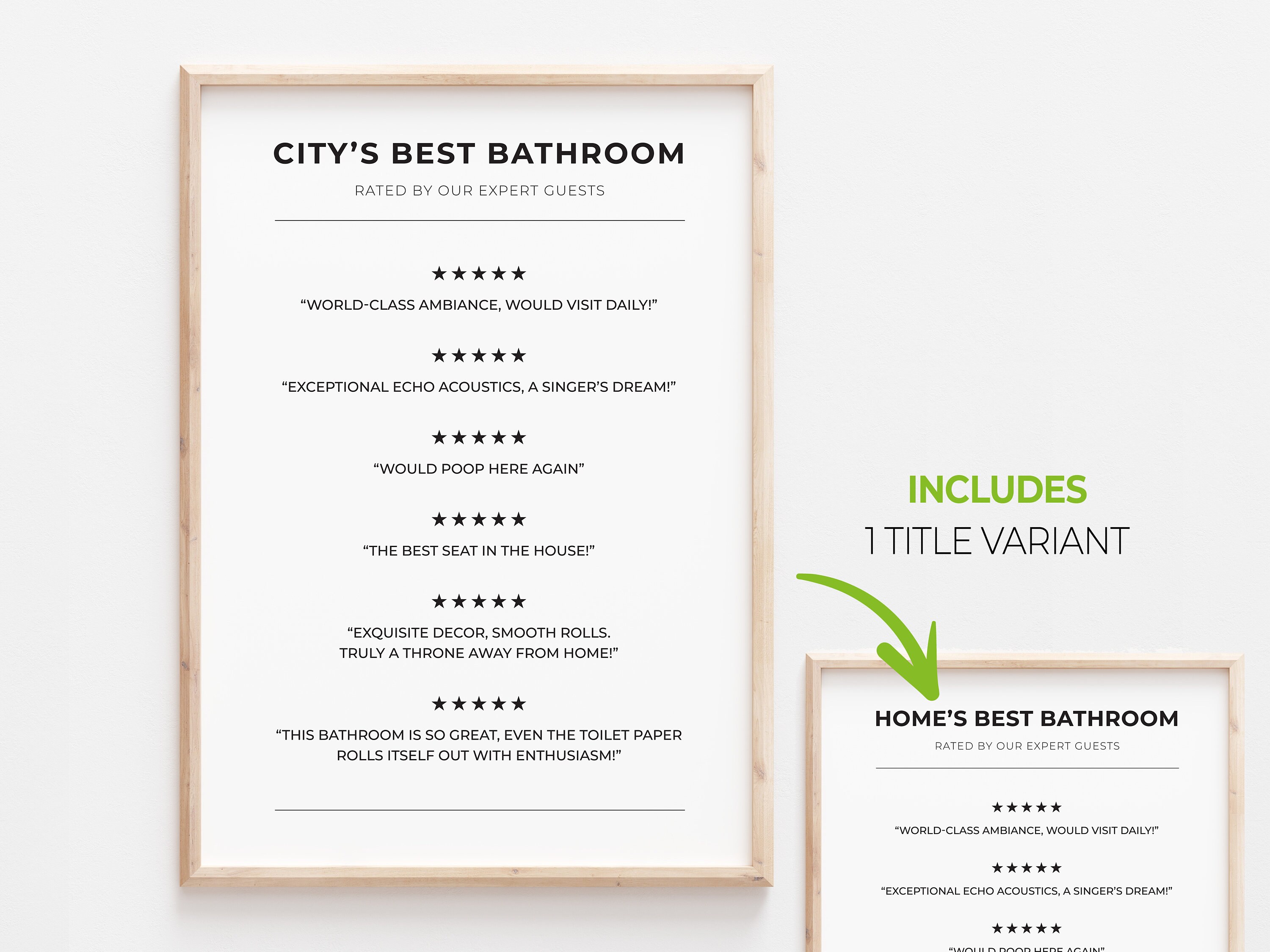 Set of 3 Bathroom Poster: Word Search, Scramble Game, Top Review ...