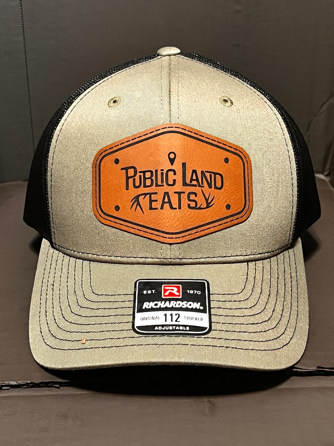 Public Land Eats - Trucker Hat - Leather Patch Hat - Richardson 112 - Etsy