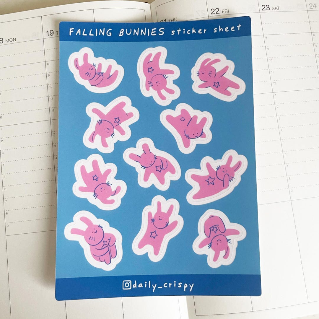 Falling Bunnies - Sticker Sheet [scrapbooking Diary Journal Planner ...