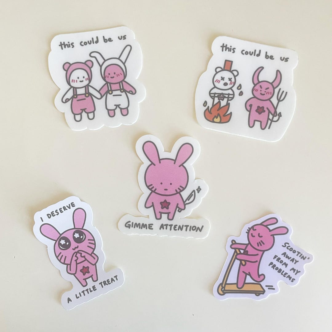 Original Pink Bunny - Vinyl Sticker - Etsy