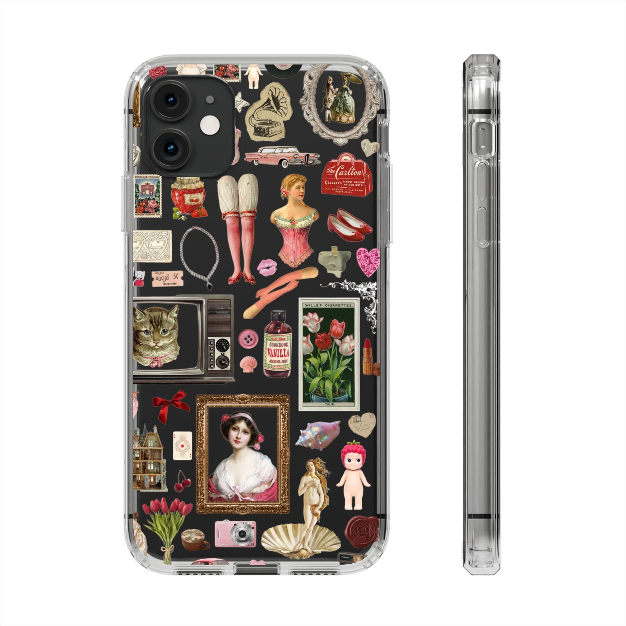 Coquette Vintage Mood Board Collage Clear Phone Case iphone, Android - Etsy