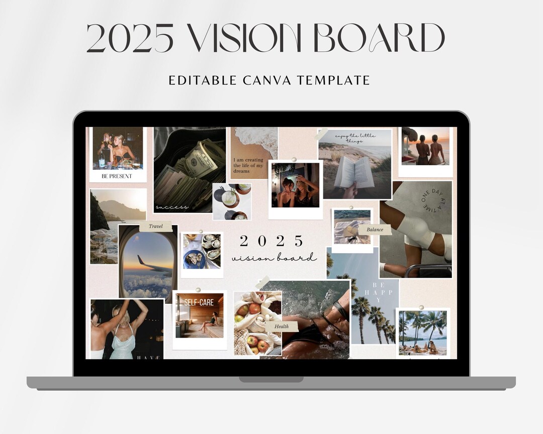 Digital Vision Board Canva Template, 2025 Vision Goals Board - Etsy